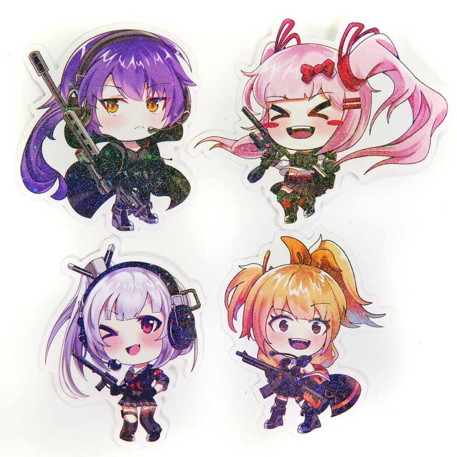 Anime Tactical Gun Girl Kawaii Waterproof Sticker Set Holographic ...