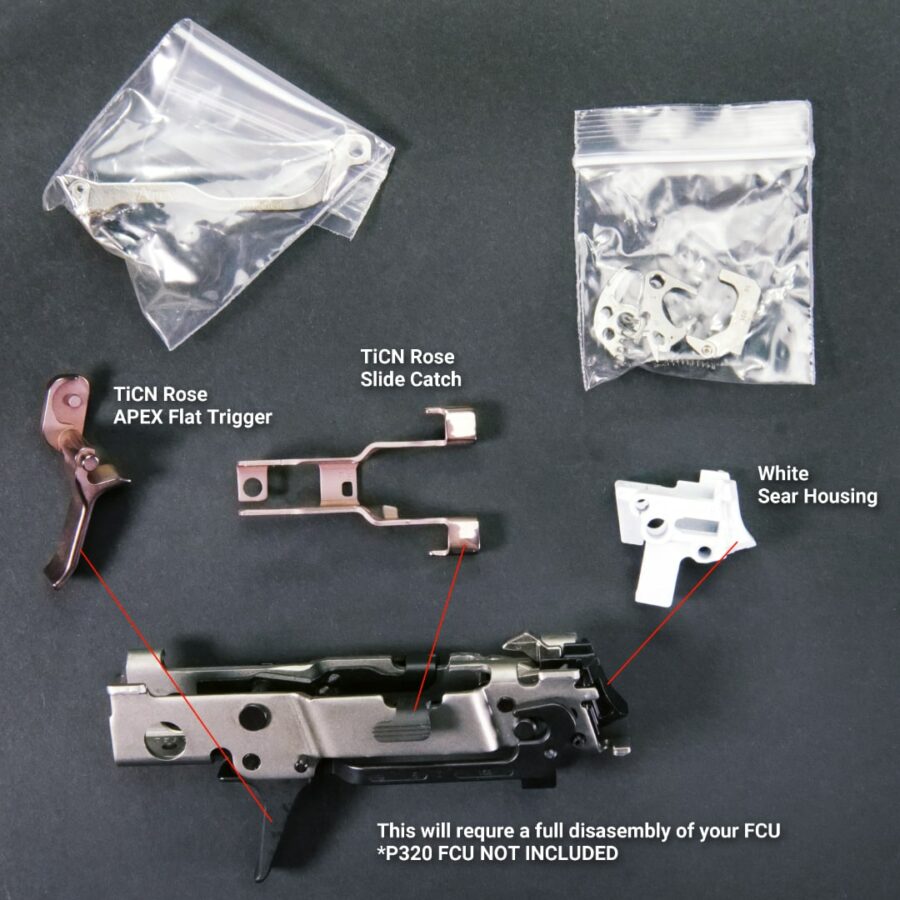 PINK320 LOWER KIT White Grip Module, Parts, and Apex Flat Trigger “Rose ...