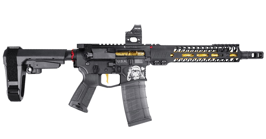 10.3″ AR-15 556 Complete Upper TiN “Gold” Spiral Fluted Barrel ...